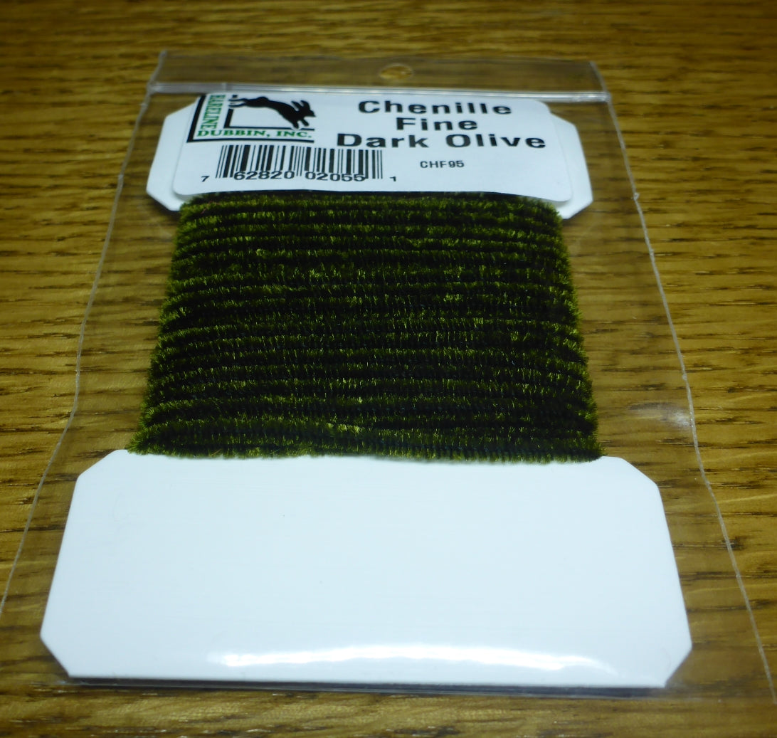 Hareline Fine Chenille Dark Olive - Troutlore Fly Tying