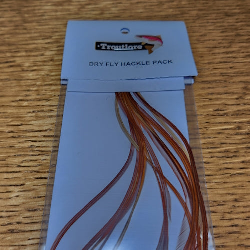 Troutlore Dry Fly Hackle Pack – Medium Brown - Troutlore Fly Tying