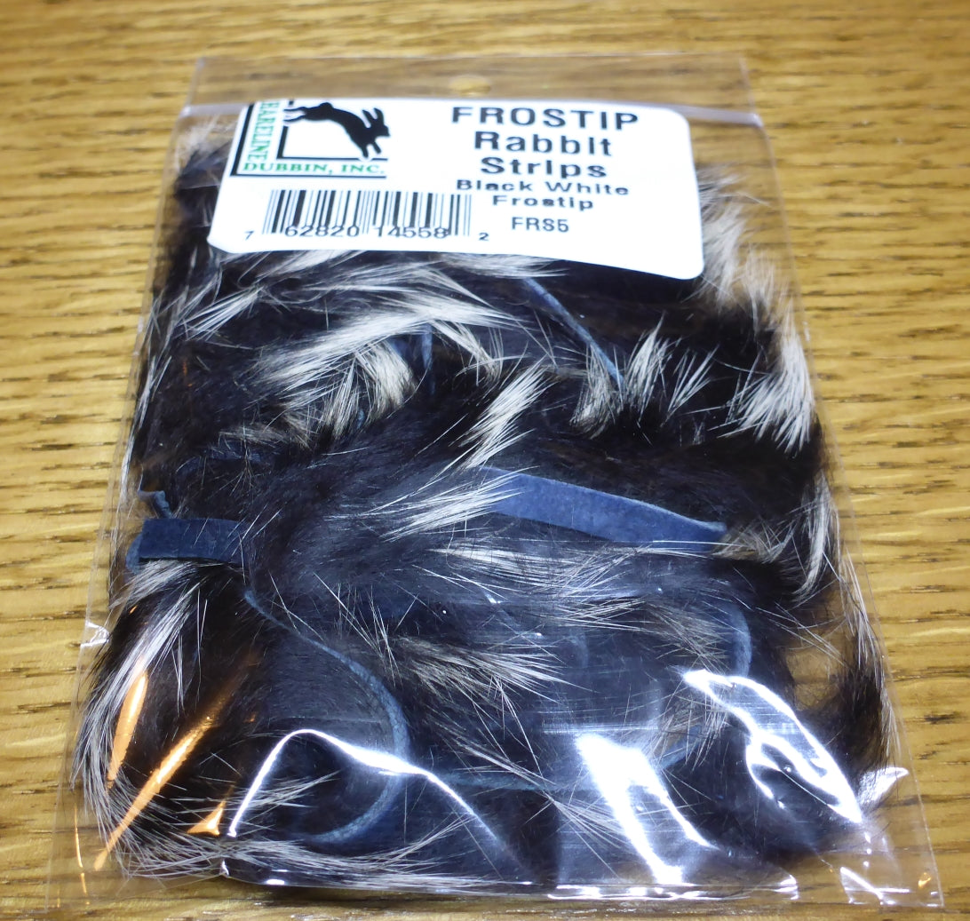 Hareline Frostip Rabbit Strips Black & White - Troutlore Fly Tying