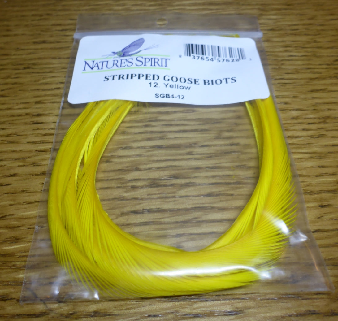 Nature's Spirit Stripped Goose Biots Yellow - Troutlore Fly Tying
