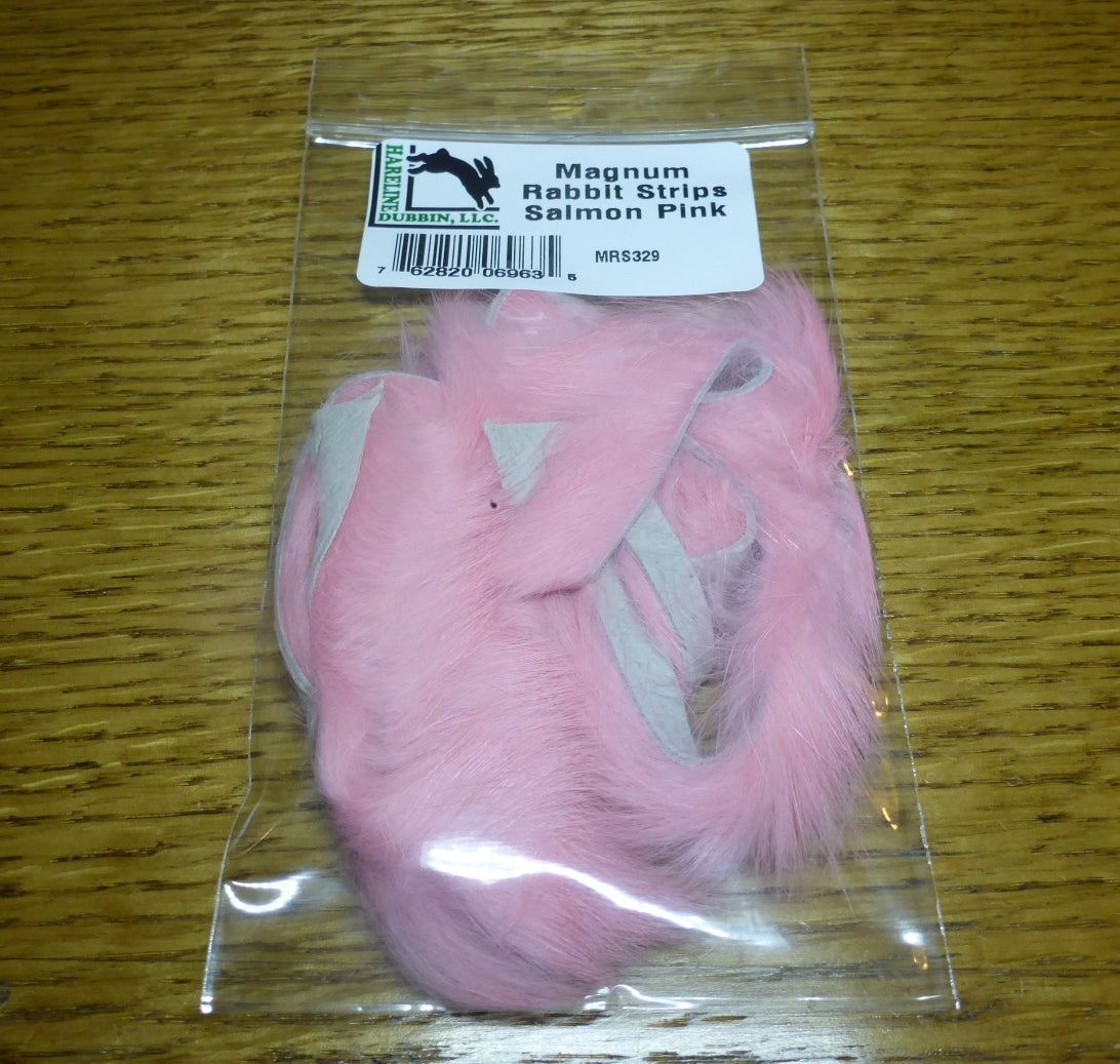 Hareline Magnum Rabbit Strips Salmon Pink - Troutlore Fly Tying