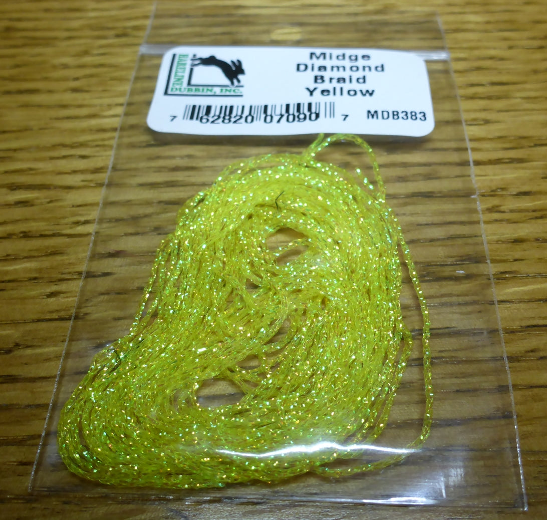 Midge Diamond Braid Yellow - Troutlore Fly Tying